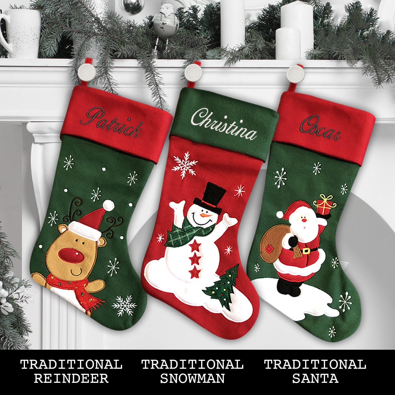 Traditional Santa Personalized Christmas Stocking - Thread The Word